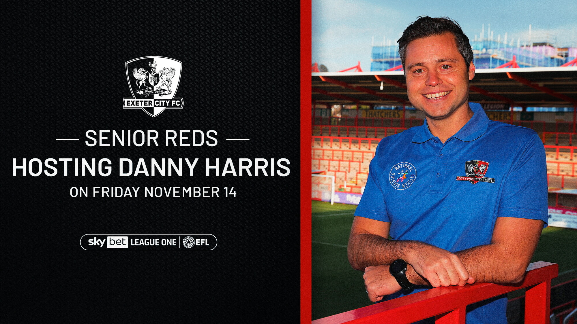 Senior Reds hosting Danny Harris on Friday, November 14 | Exeter City F.C.